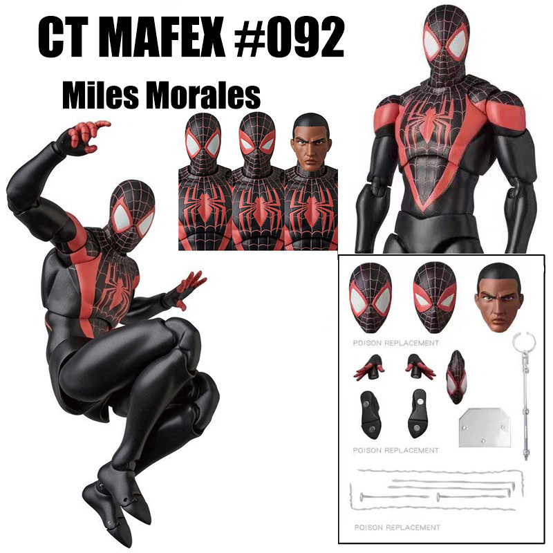 Mafex 092 Spiderman Miles Morales Symbiote Spider Man Andrew Garfield ...