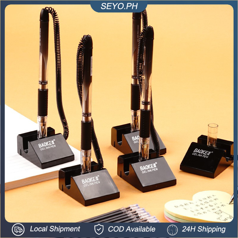0.5mm Table Top Pen Black Counter Pen Desk Table Pen with String Office ...