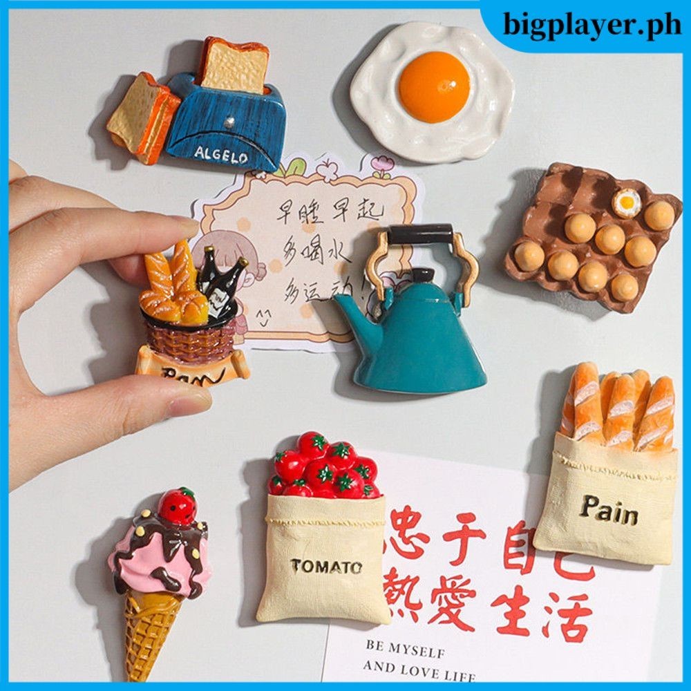 3d Food Model Fridge Magnet Cartoon Bread Magnetic Sticker Refrigerator ...
