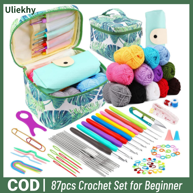 Uliekhy 87pcs Crochet Set for Beginner Crochet Kit Adults Knitting ...