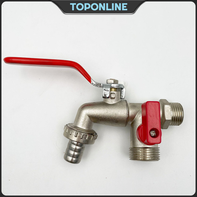 1 In 2 Out Faucet Dual Valve 1/2'' Two Way Washing Machine Water Tap ...