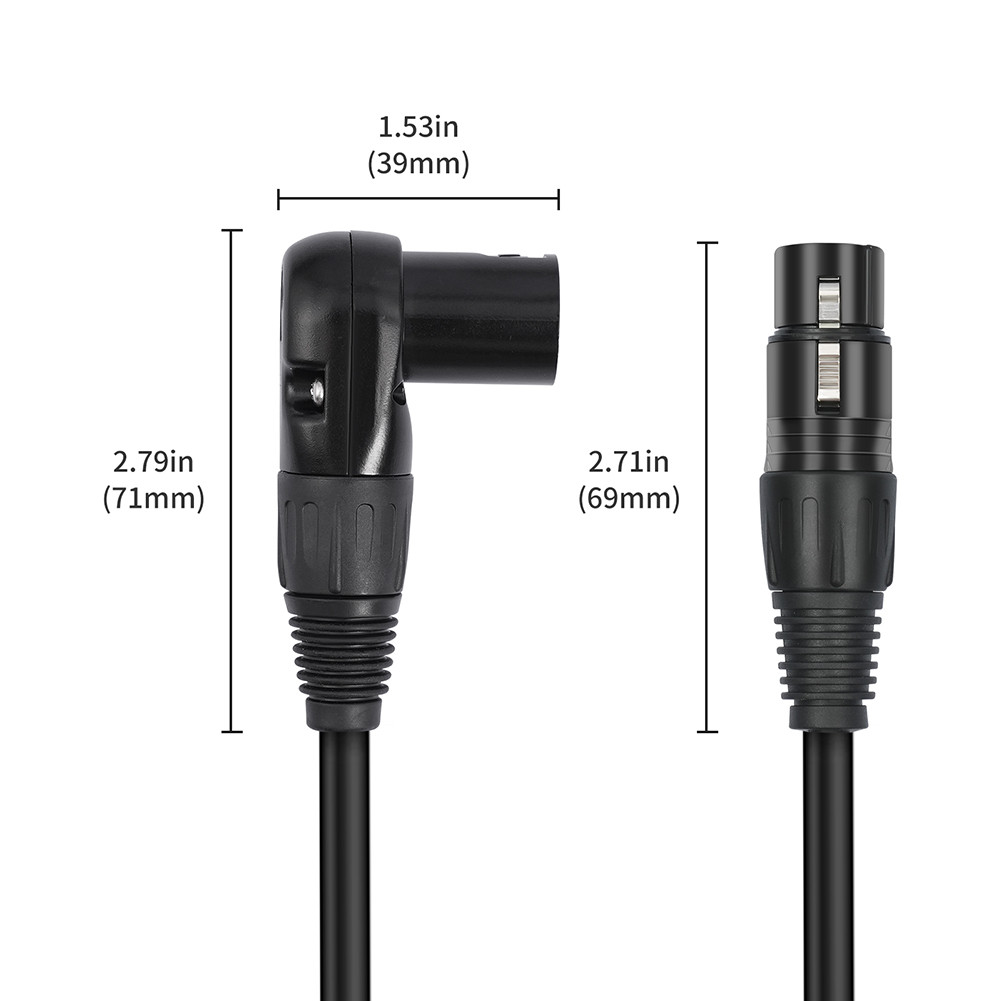 0.3/1/1.8M Right Angle XLR Male To Female 3 Pin Mic Cord 90-Degree XLR Cable | Shopee Philippines