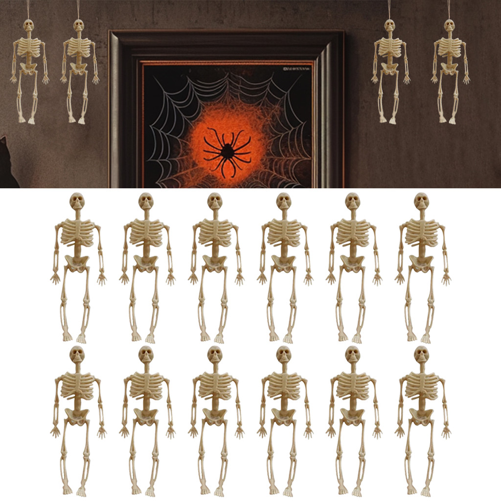 12Pcs/Pack Halloween Prop Mini Skeleton Halloween Haunted House Props ...