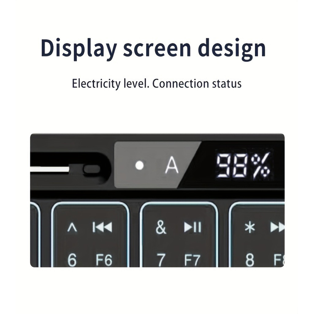 Jomaa Rgb Backlight Bluetooth Foldable Keyboard With Battery Level Display Rechargeable Wireless