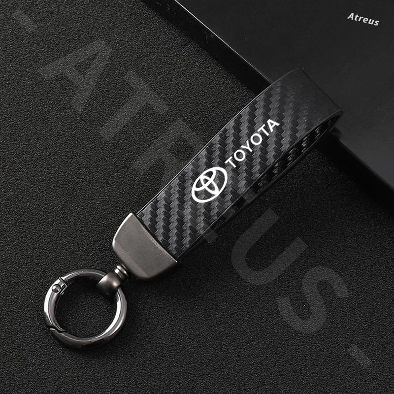 Toyota GR Car Logo Key Chain Suede Carbon Fiber Pure Color Key Ring ...