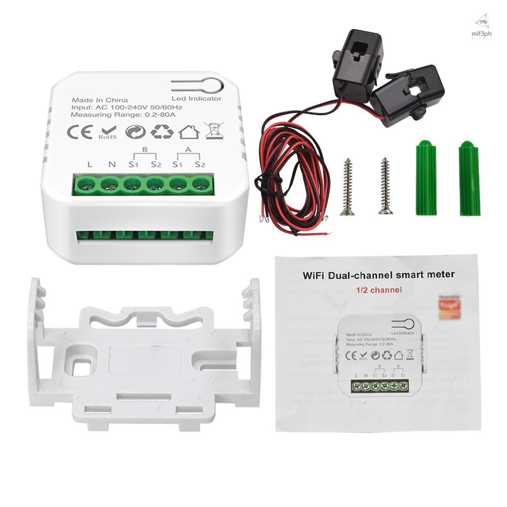 Smart Energy Meter TY Power Consumption Monitor with 2 80A CT Clamp ...