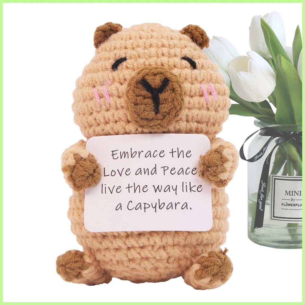 Positive Crochet Animals Capybara Emotional Support Plush Crochet ...