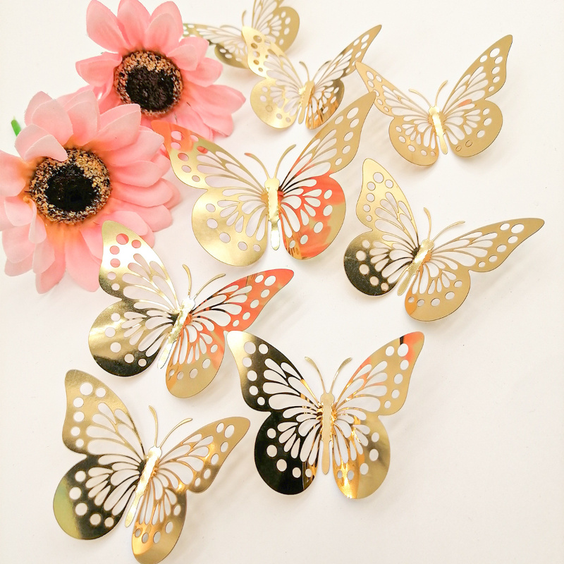 12pcs/set 3D Hollow Butterfly Balloon Stickers ForBirthday Party ...