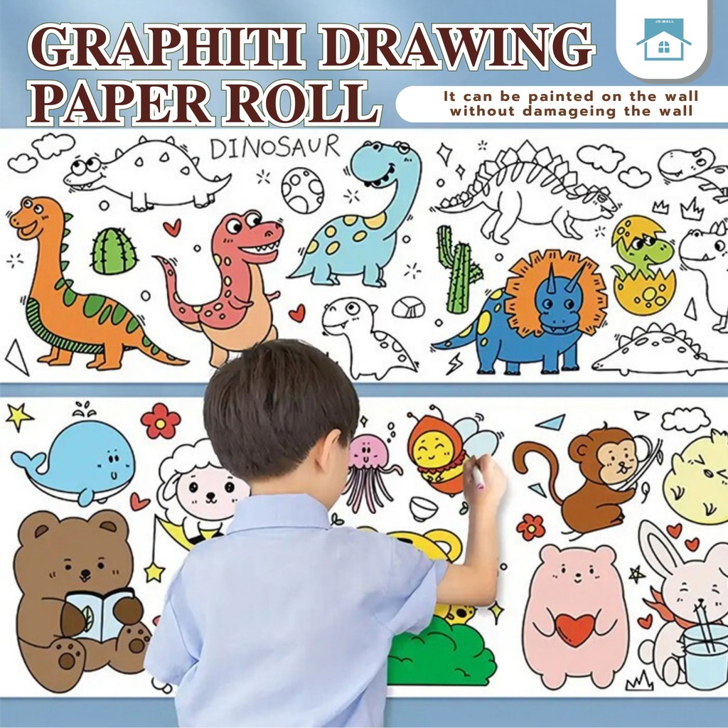 Children's Drawing Roll Sticky Color Filling Paper Graffiti Scroll ...