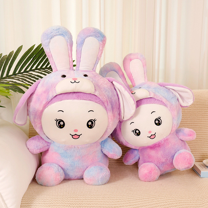 Cartoon Colorful Transformation Rabbit Plush Toy Cute Bunny Doll ...