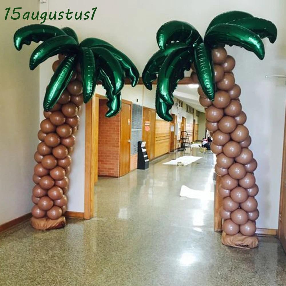 AUGUSTUS Palm Tree Leaf Balloons, Aluminum Foil Durable Coconut Tree ...