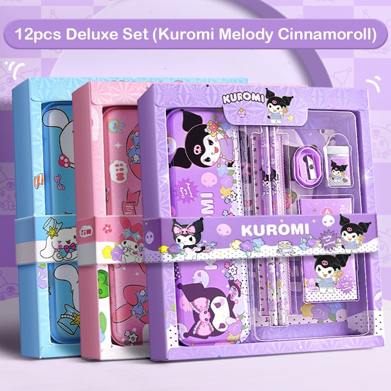 Timi 12pcs Sanrio Stationery Set Kuromi Melody Pencil Pencil Case Ruler ...