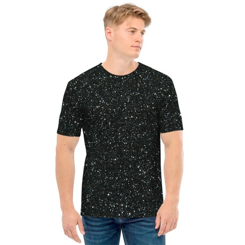 Mens Short Sleeve Casual Tshirt 3d Print Glitter Graphic Tee Shirts For ...