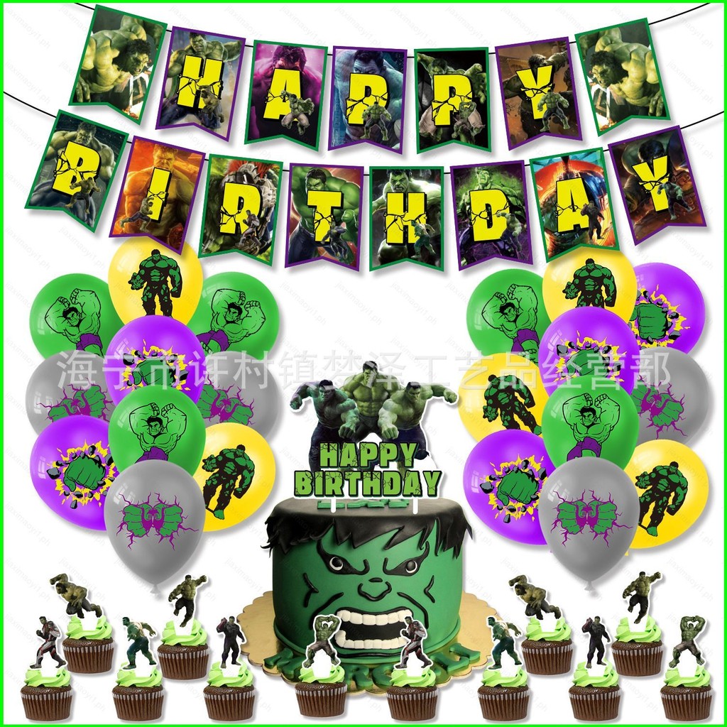 JX1 The Hulk Theme kids birthday party decorations banner cake topper ...