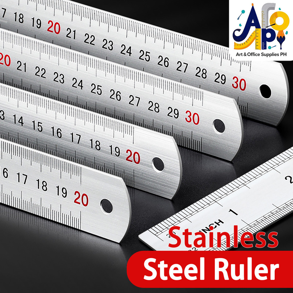 【Art & Office】15/30/50CM Stainless Steel Measuring Double-Sided Scale ...