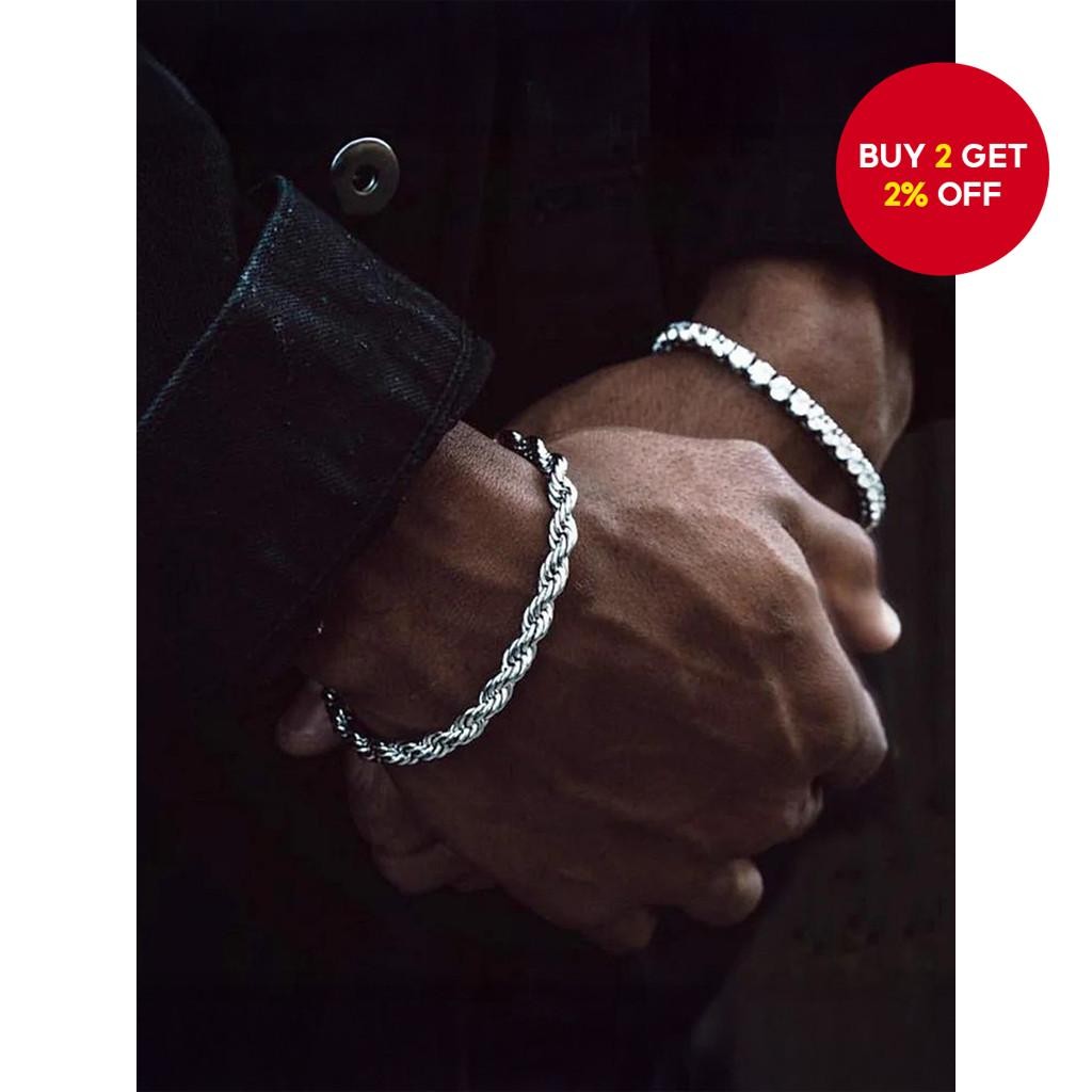 Men's Basic Twisted Stainless Steel Bracelet, Stylish and Minimalist ...