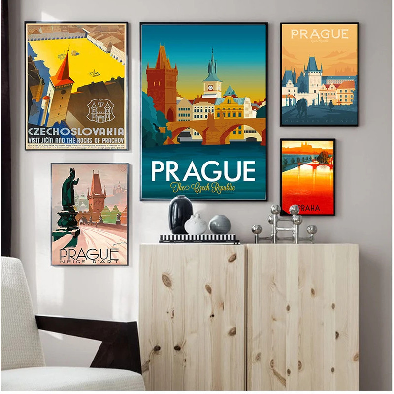Paintings Vintage Travel Wall Kraft Posters Coated Wall Stickers Home ...