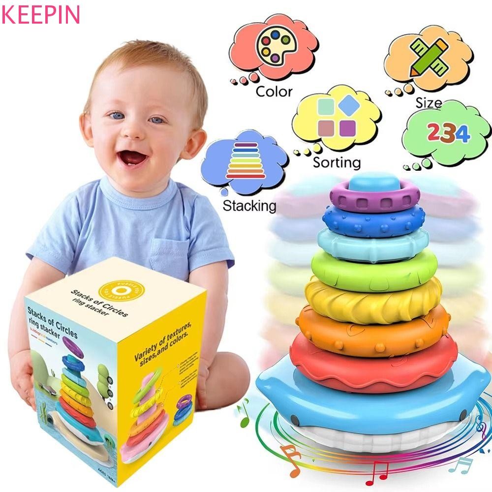 KEEPIN Rainbow Stacker Baby Toy, Irregular Square Montessori Toy ...