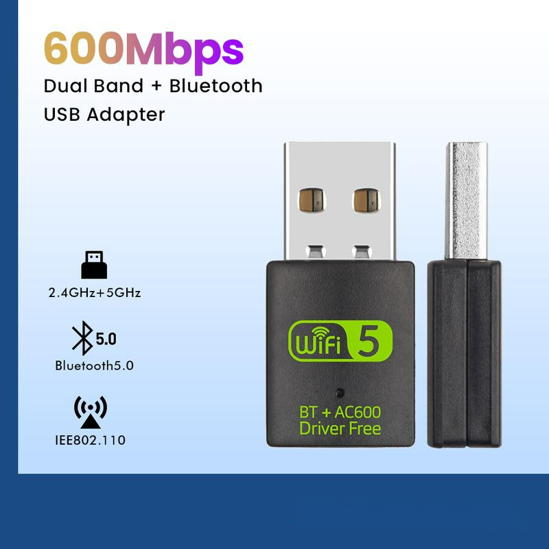 USB WiFi Bluetooth Adapter 600Mbps Dual Band 2.4/5Ghz Wireless Network ...