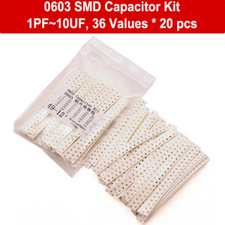 0603 SMD capacitor kit, 1PF~10UF, 36 Values * 20 pcs = 720 pcs, Common ...