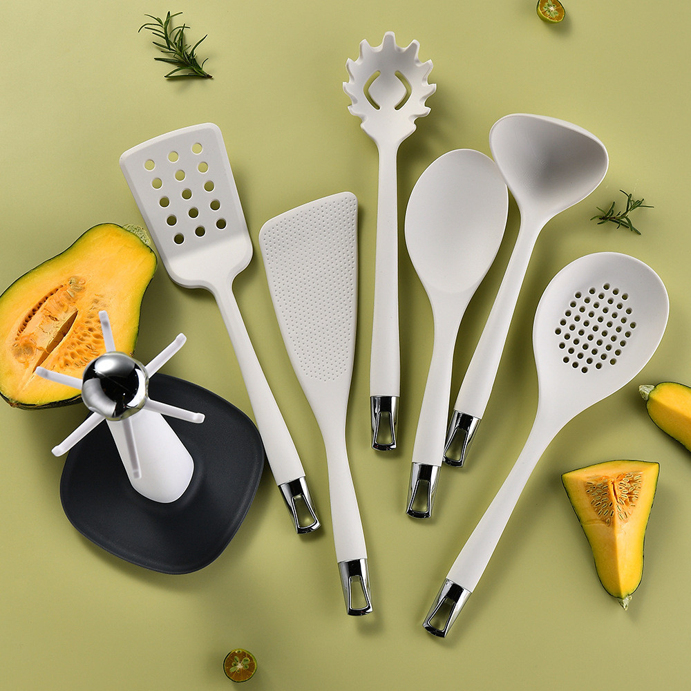 White silicone kitchenware set kitchen non stick pan cooking spatula ...