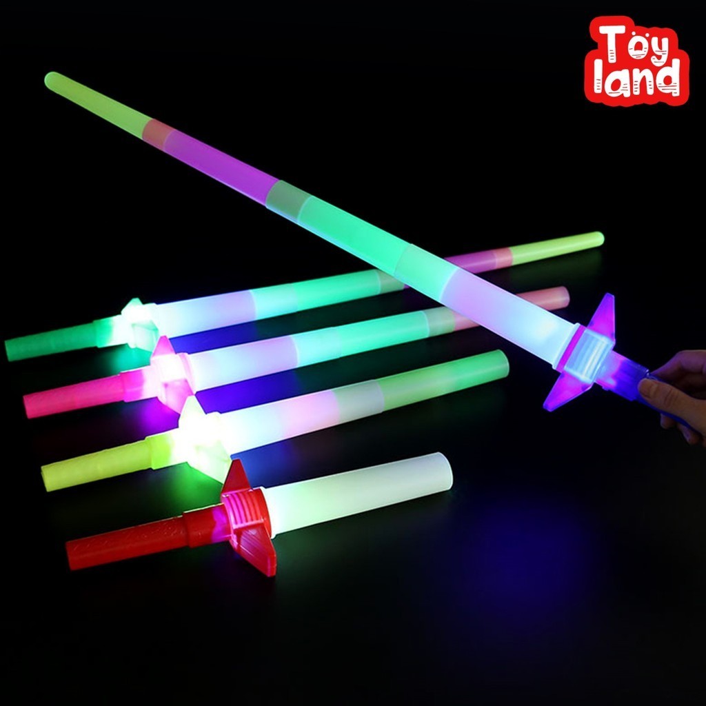 5pcs Rainbow Flashing Stick Toys 4 Section Extendable LED Glow Sword ...