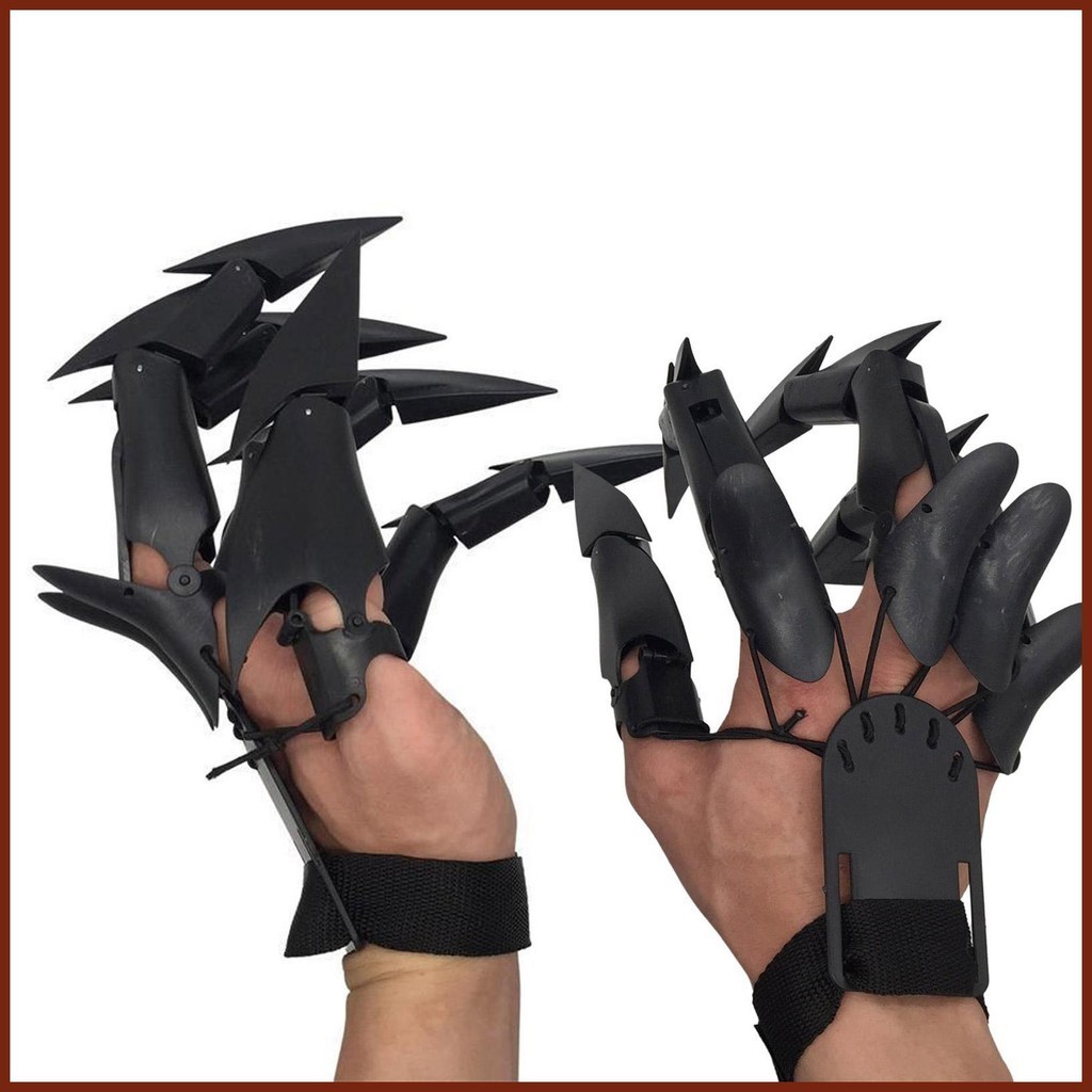 Scary Skeleton Hand Gloves Halloween Gear Articulated Finger Extensions ...