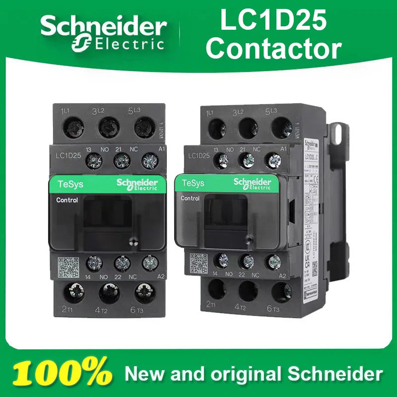 100% New and Original Schneider AC Three-pole Contactor 3P LC1D25B7C LC1D25CC7C LC1D25E7C ...