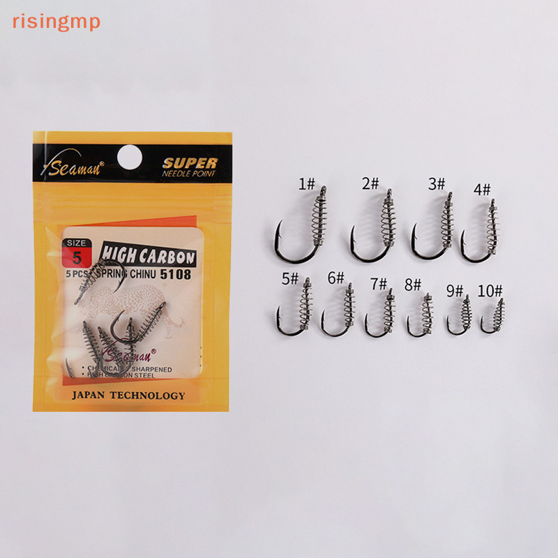 [risingmp] 5pcs Spring Hooks 1#-10# Bighead Carp Bighead Bait Bottom ...