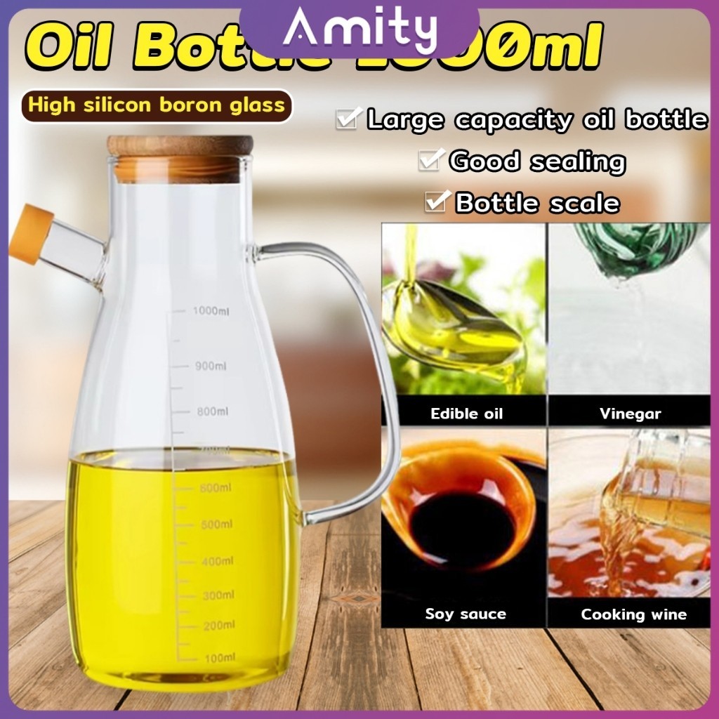 Amity 1000ml Glass Oil Bottle Cooking Oil Vinegar Soy Sauce Bottle Leak ...