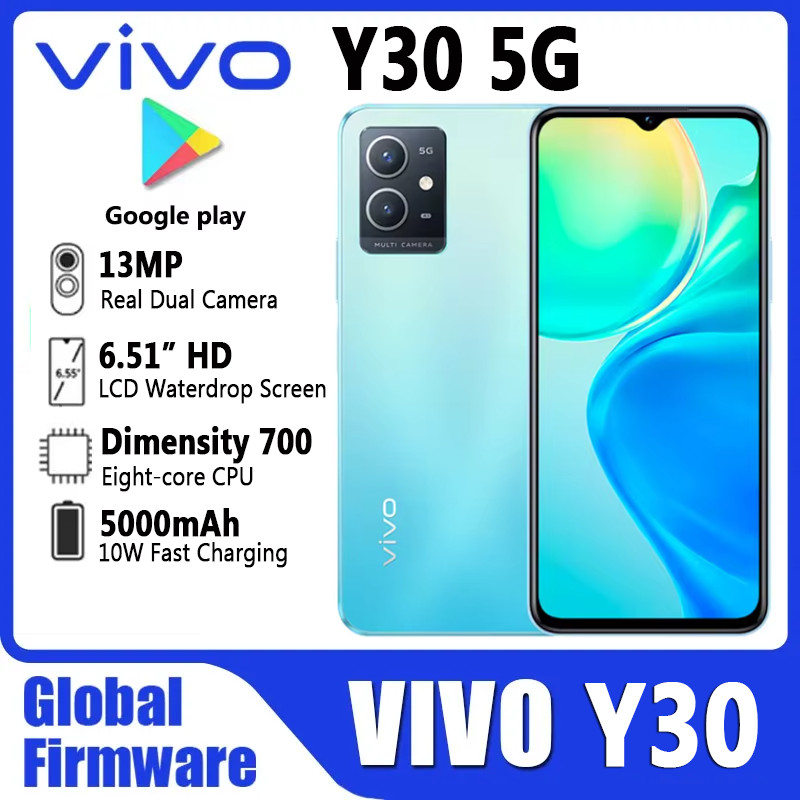 Vivo Y30 5G Smartphone Global firmware CPU MTk Dimensity 700 6.51" IPS 1600X720 6GB RAM 128GB ...