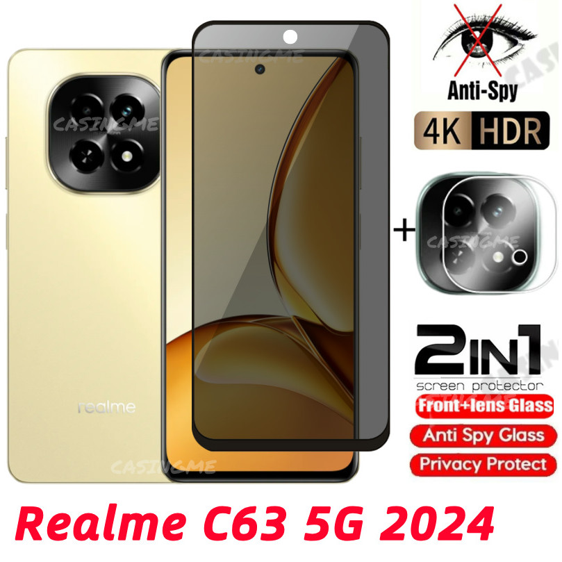 Realme C63 5G 2024 Private Tempered Glass Anti-Spy Full Cover Screen ...