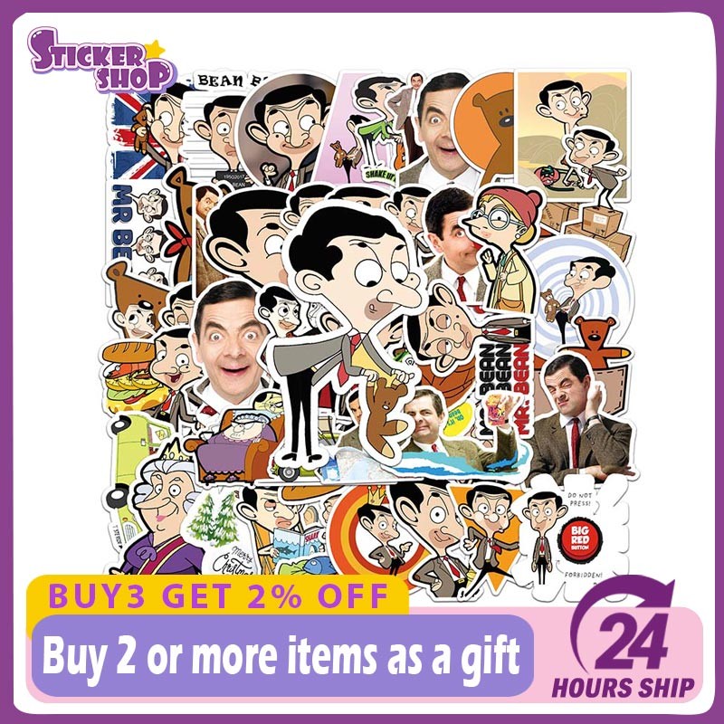 50PCS Funny Movie Character Mr Bean Sticker DIY Laptop Luggage ...