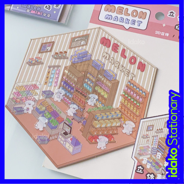 Idako 3D Sticker Miniature [3D Scene Series] 2PCS PVC Sticker ...