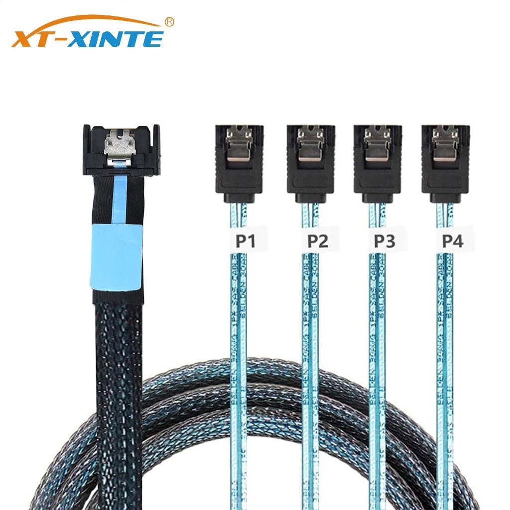 SlimSAS 8654 MCIO 4I 38pin to 4X SATA Cable PCIE5.0 PCI-E Server Data ...