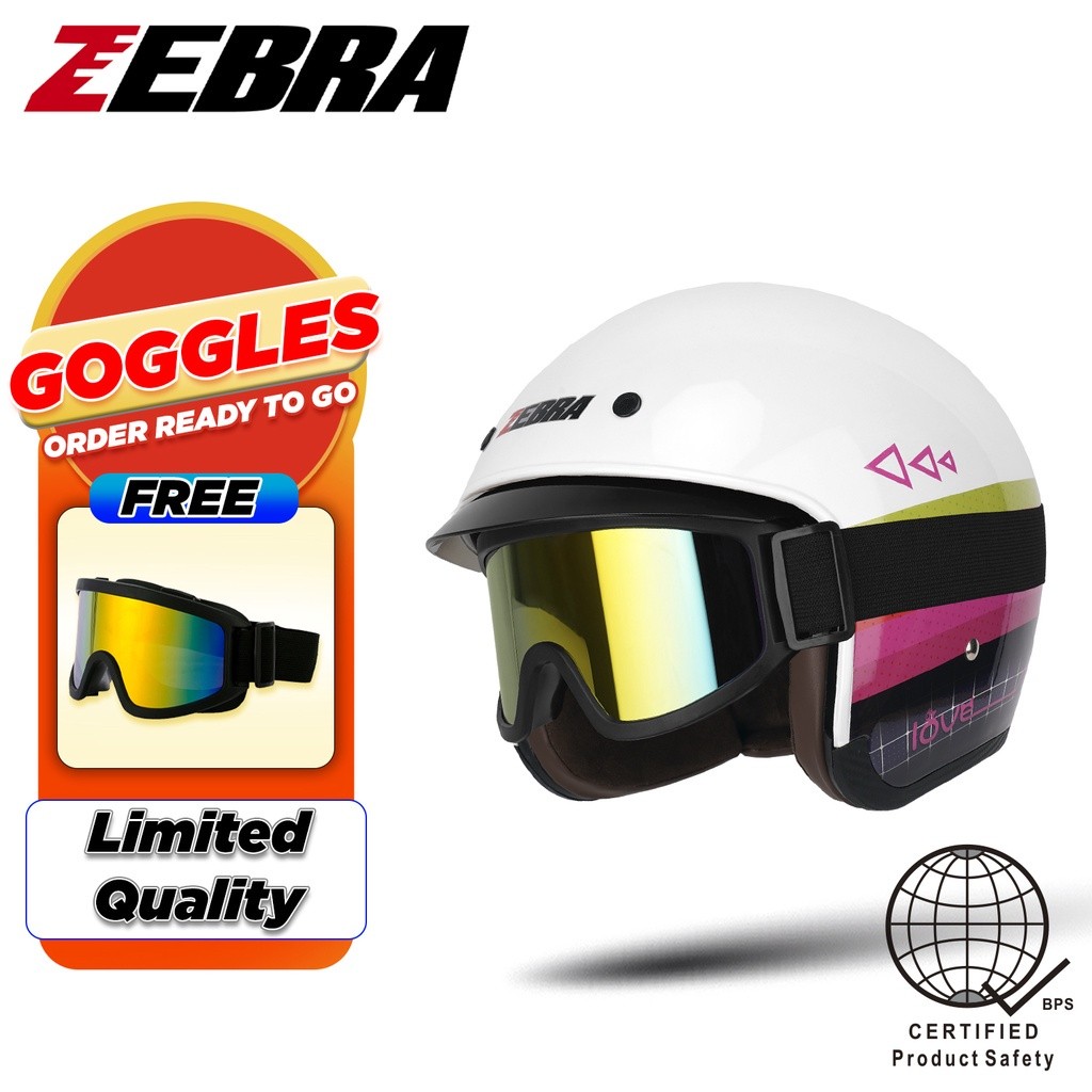 ZEBRA 603 Classic Helmet For Motorcycle Half Face Helmet Vintage Harley ...