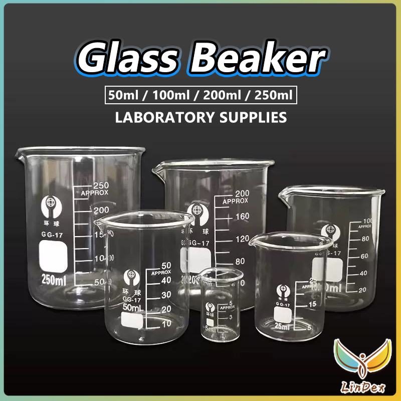 LD Glass Beaker 50/100/250/200ml Laboratory Measuring Cup Glassware Lab ...