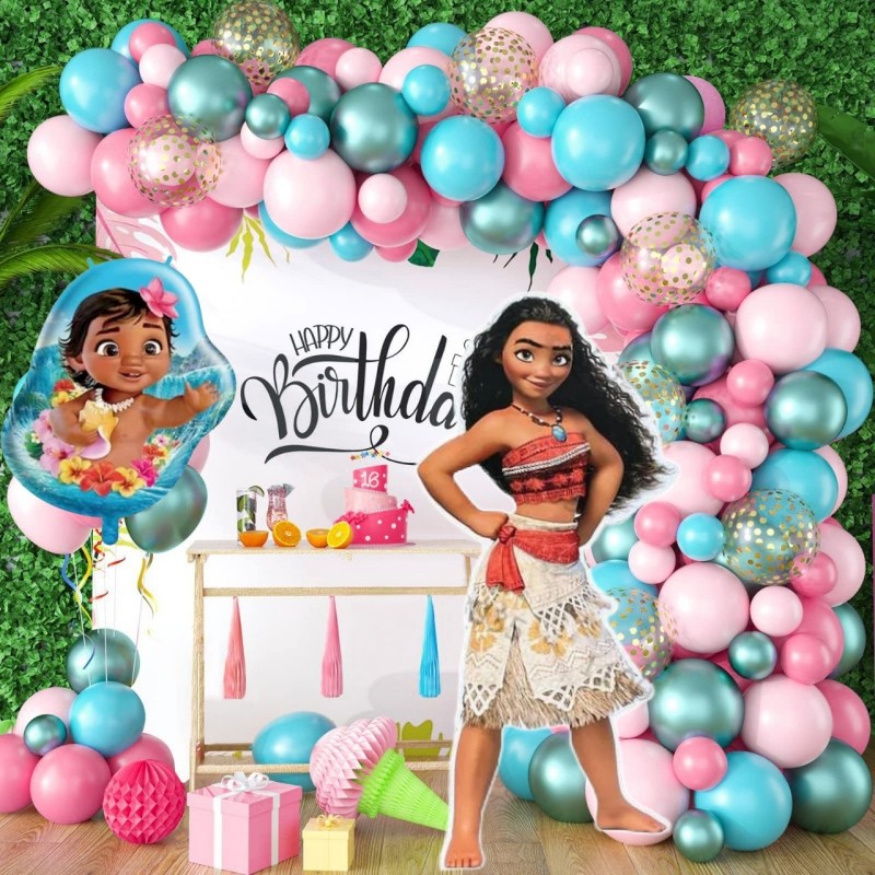Moana Balloons Set Kids First Happy Birthday Party Decora Cartoon Ocean ...