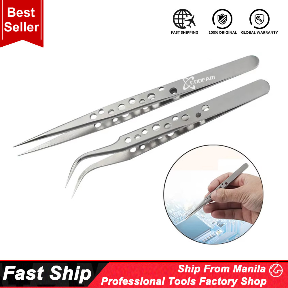 Electronics Industrial Tweezers Precision Anti-static Curved Straight ...