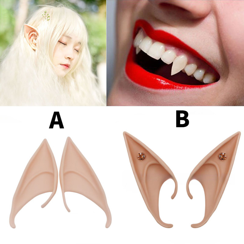 2pair/Lot Latex Fairy Pixie Elf Ears Cosplay Accessories LARP Halloween ...