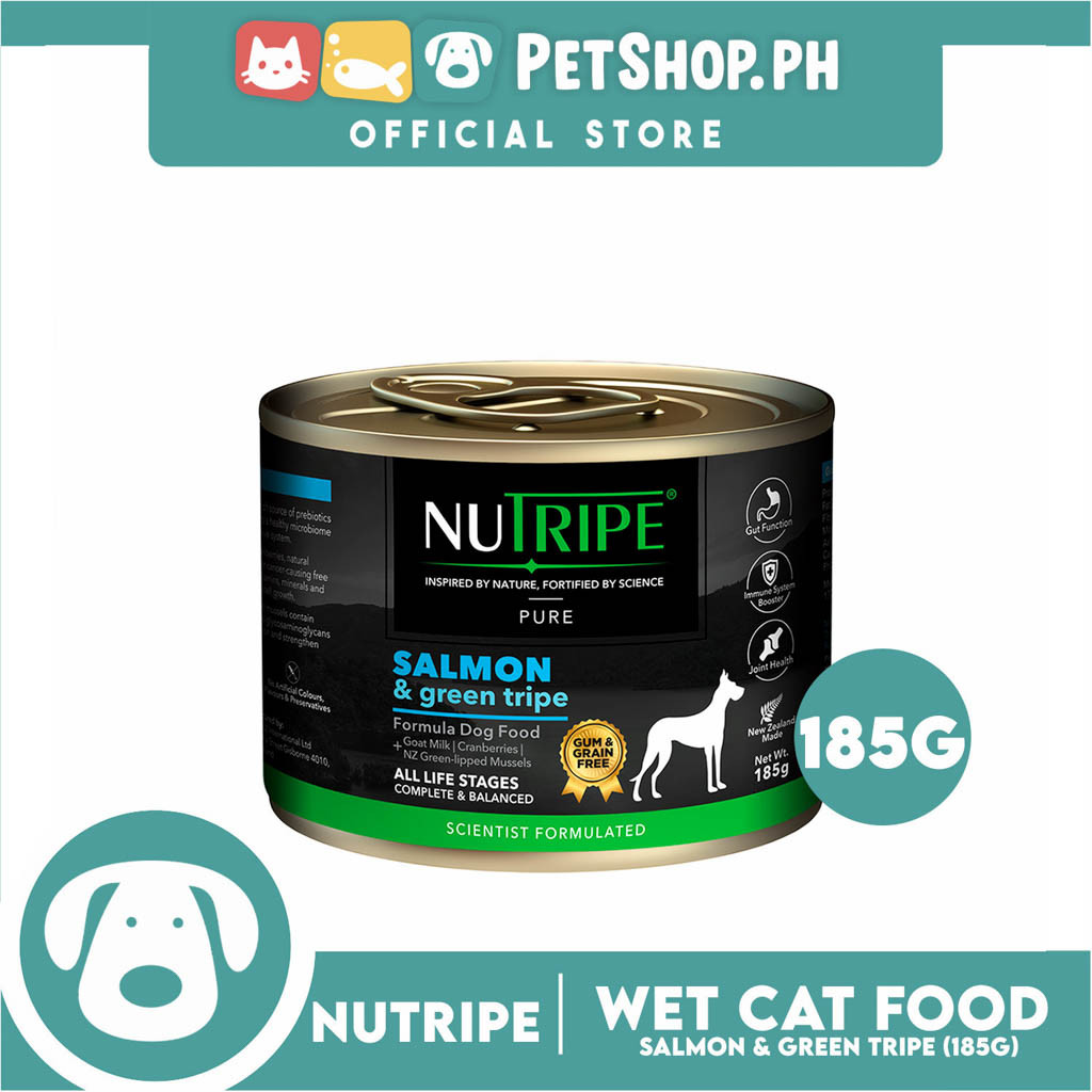 Nutripe Salmon and Green Tripe Pure (Gum-free) 185g Dog Wet Food for ...