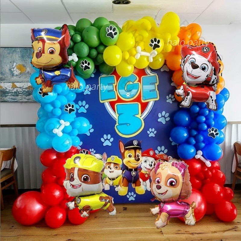 Paw Patrol Theme Balloon Garland Set Mini Dog Marshall Chase Skye Rubble Foil Balloon Birthday ...
