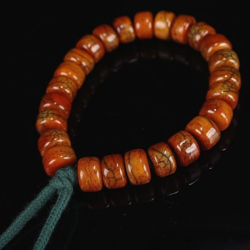 Tibetan Oily Patina Yak Bone Prayer Bead Bracelet - Single-Circle ...
