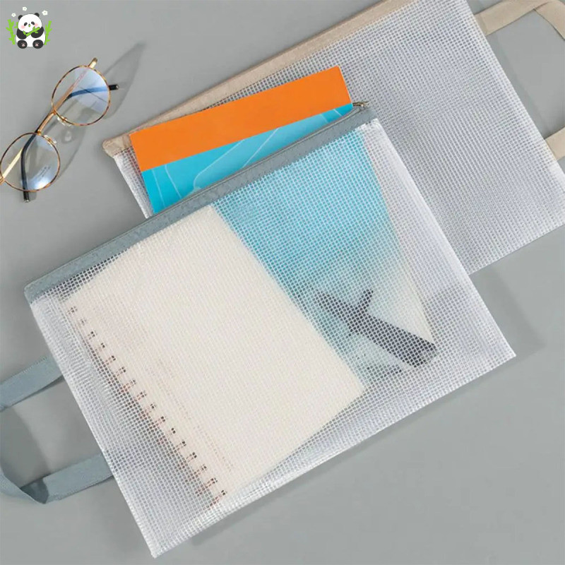 A4 File Bag, Grid Transparent Folder, Waterproof Zipper File Bag, File ...