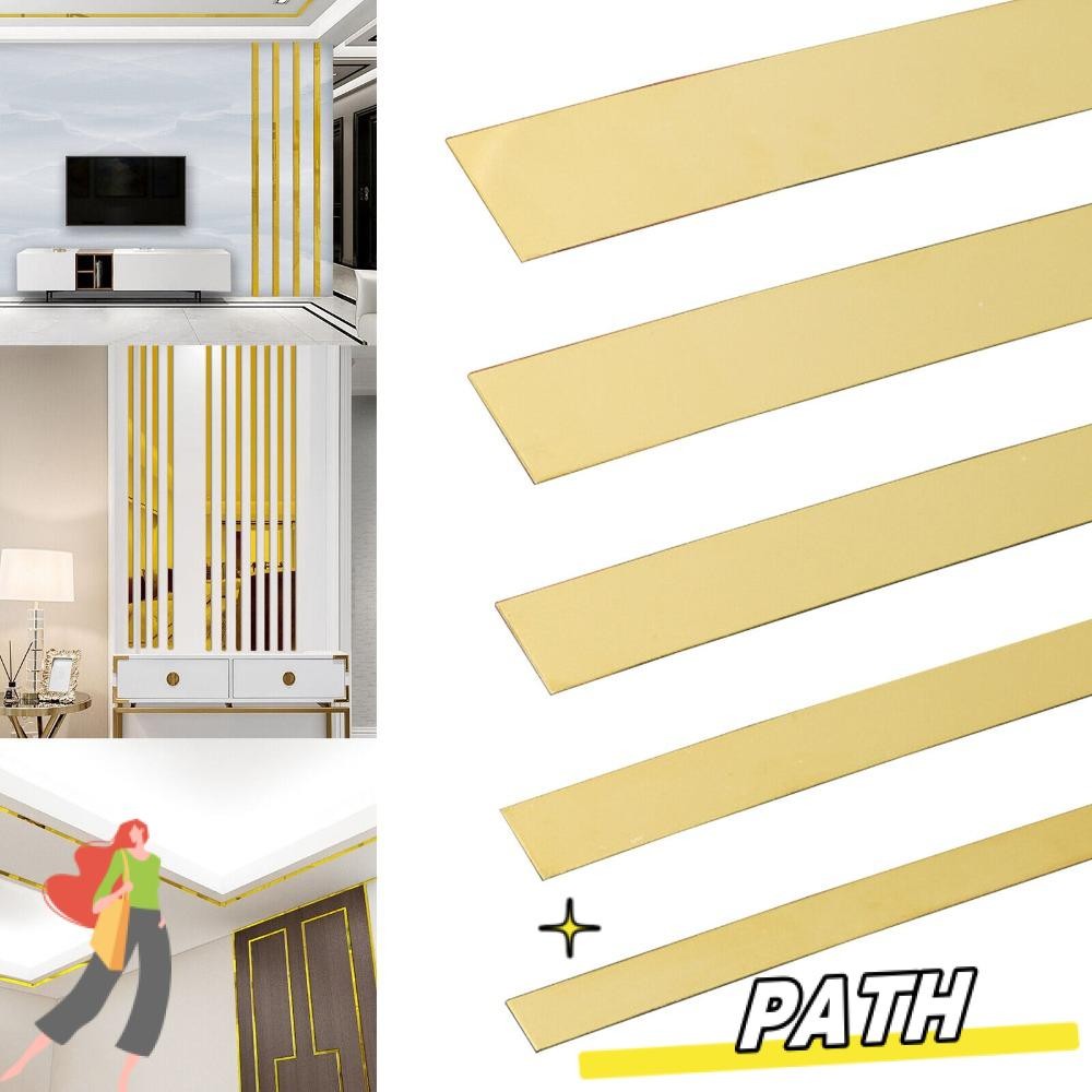 PATH Mirror Wall Moulding Trim, Gold Self-adhesive Mirror Wall Sticker ...