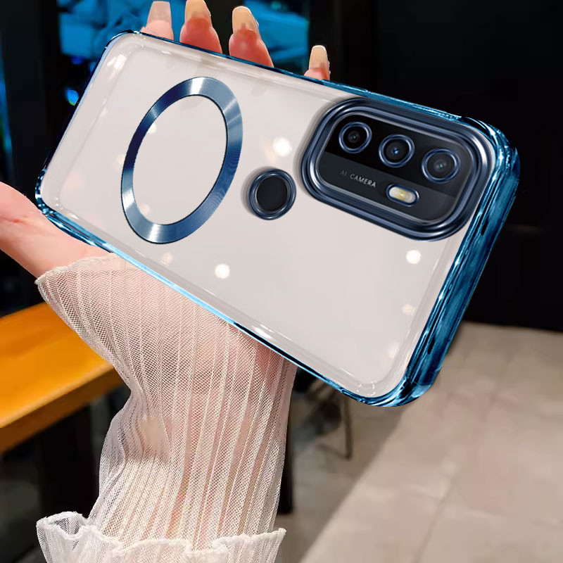 Casing oppo a53 2020 Phone case Soft gold border transparent bumper ...