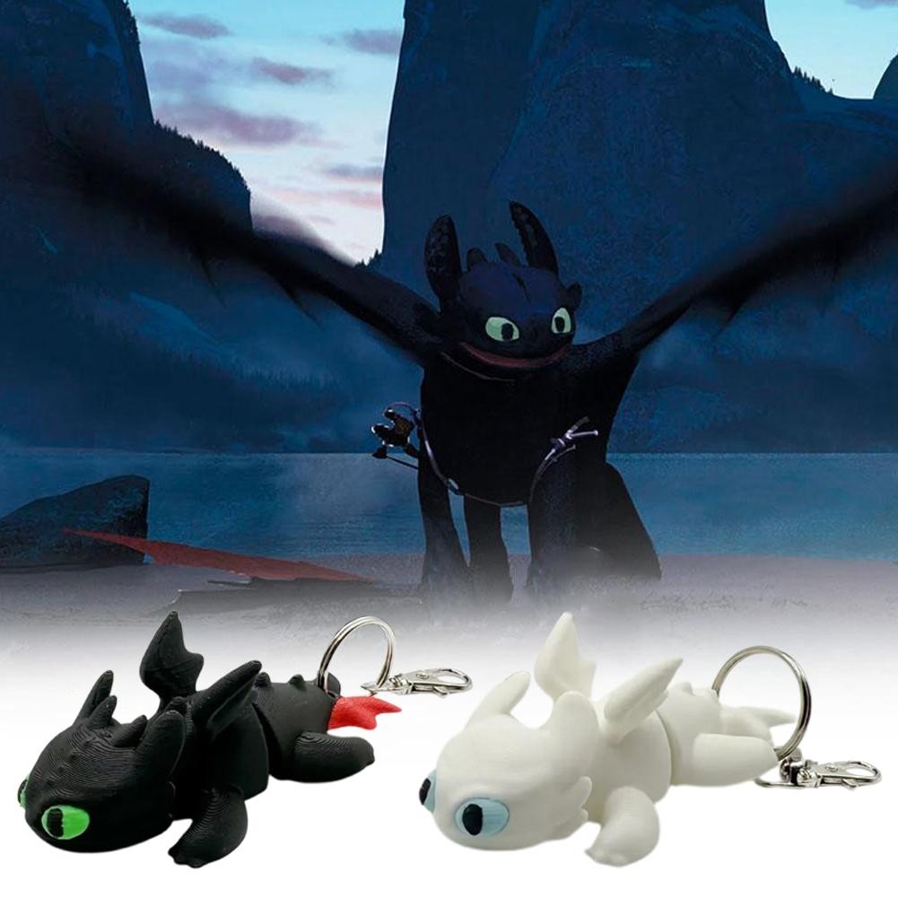 How To Train Your Dragon Keychain Anime Figure White Black Dragon ...