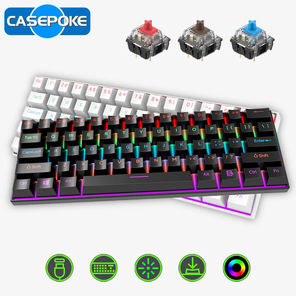 Mechanical Keyboard 61 Keys Blue Switch Red Switch Brown Switch Hot ...