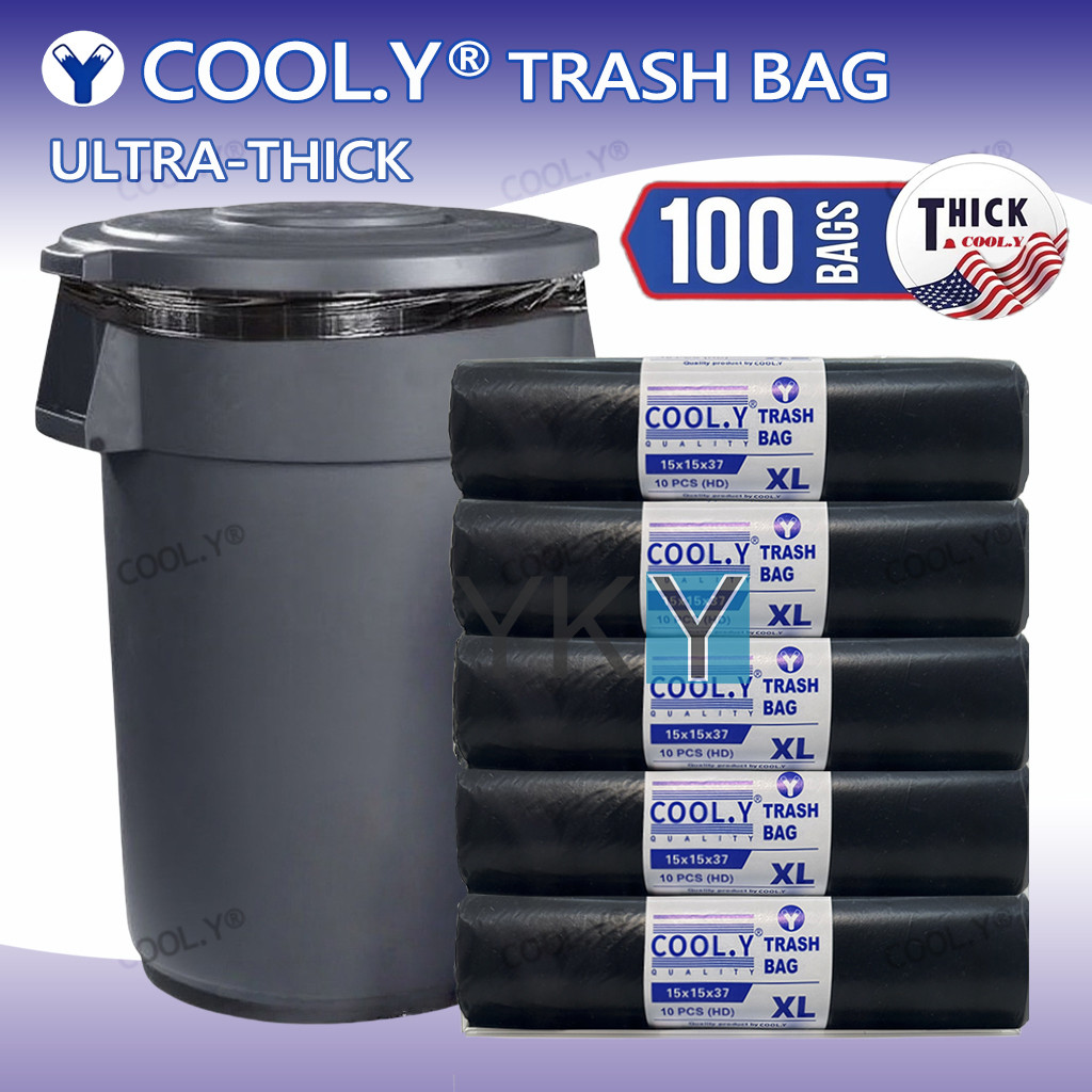 Mega Pack Trash Bag 100/250Bags Garbage Bag COOL.Y Black White Plastic ...