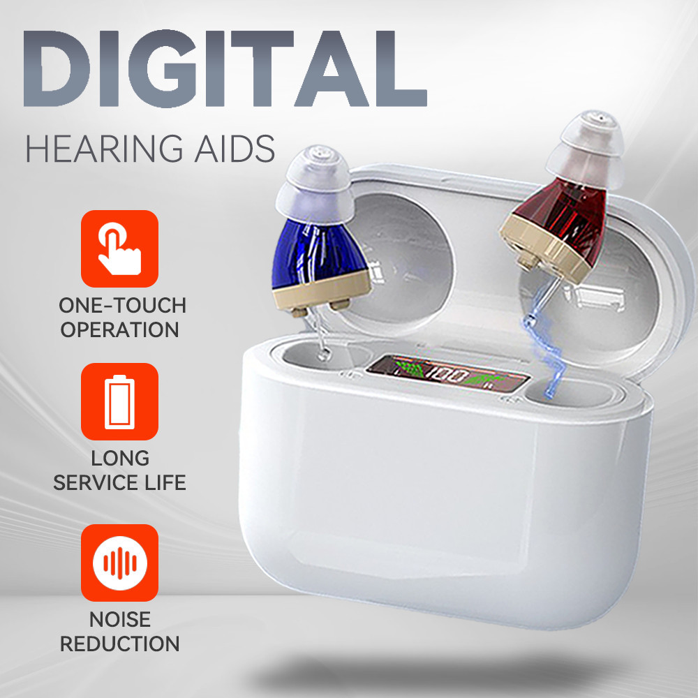 Rechargeable Elderly Hearing Aid ITE Deaf Digital Display The Listening ...